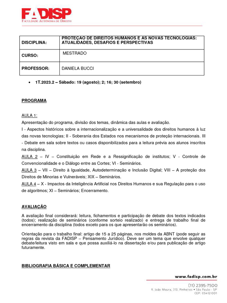 FADISP - Programa Aluno 20232b | PDF | Brasil | São Paulo