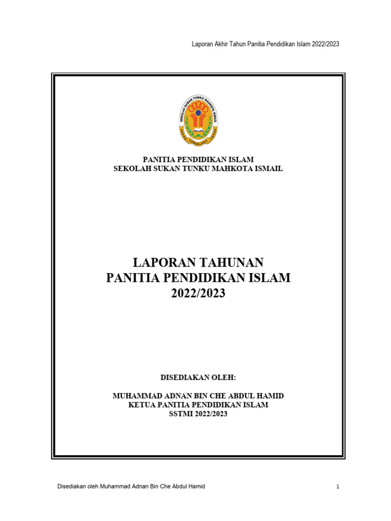 Laporan Panitia Pendidikan Islam 2022 | PDF