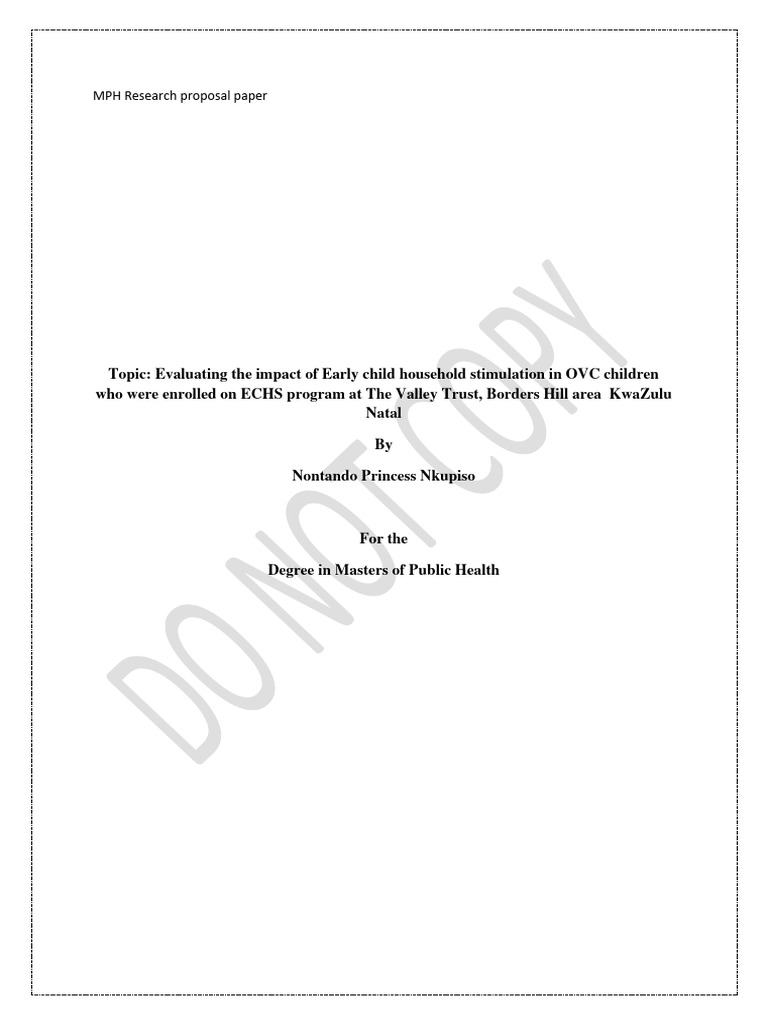 MPH Research Proposal Paper | PDF | Sampling (Statistics) | Data Analysis