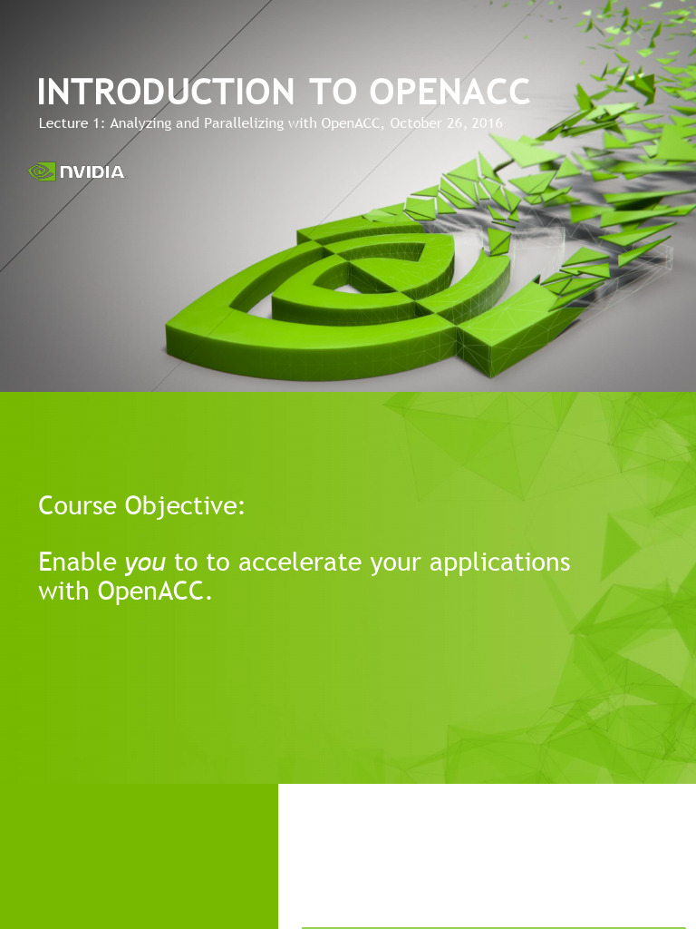 Introduction To Openacc Course 20161026 1550 1 Pdf Concurrent Computing Computing