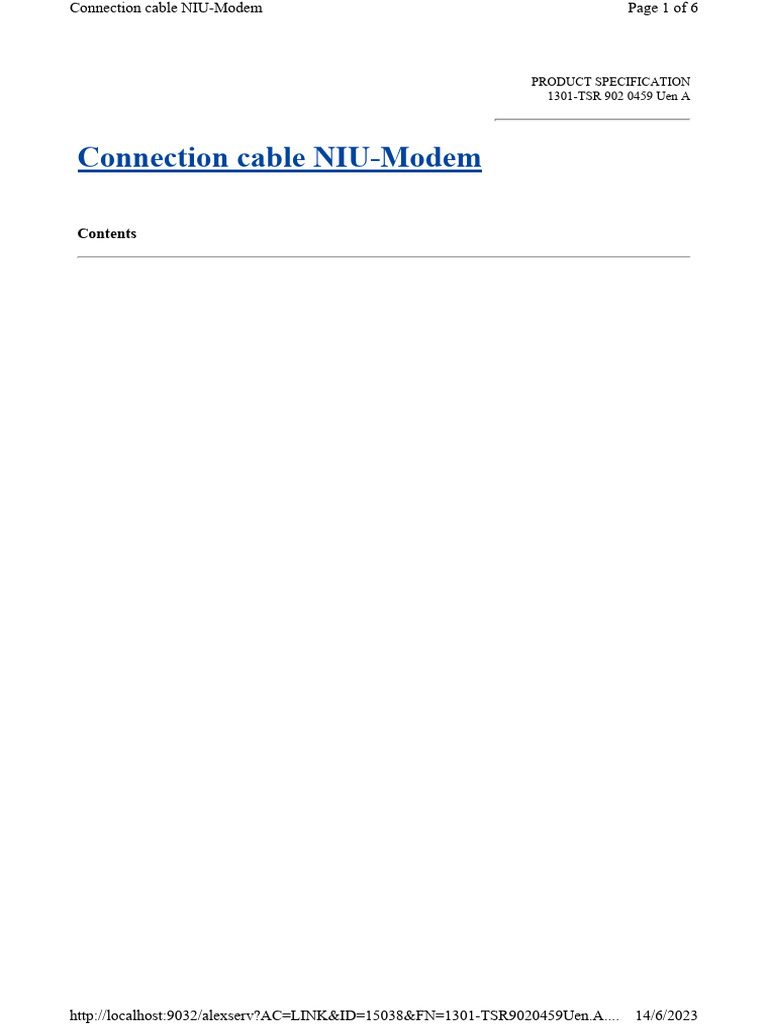 NIU-Modem Connection Cable Specs | PDF