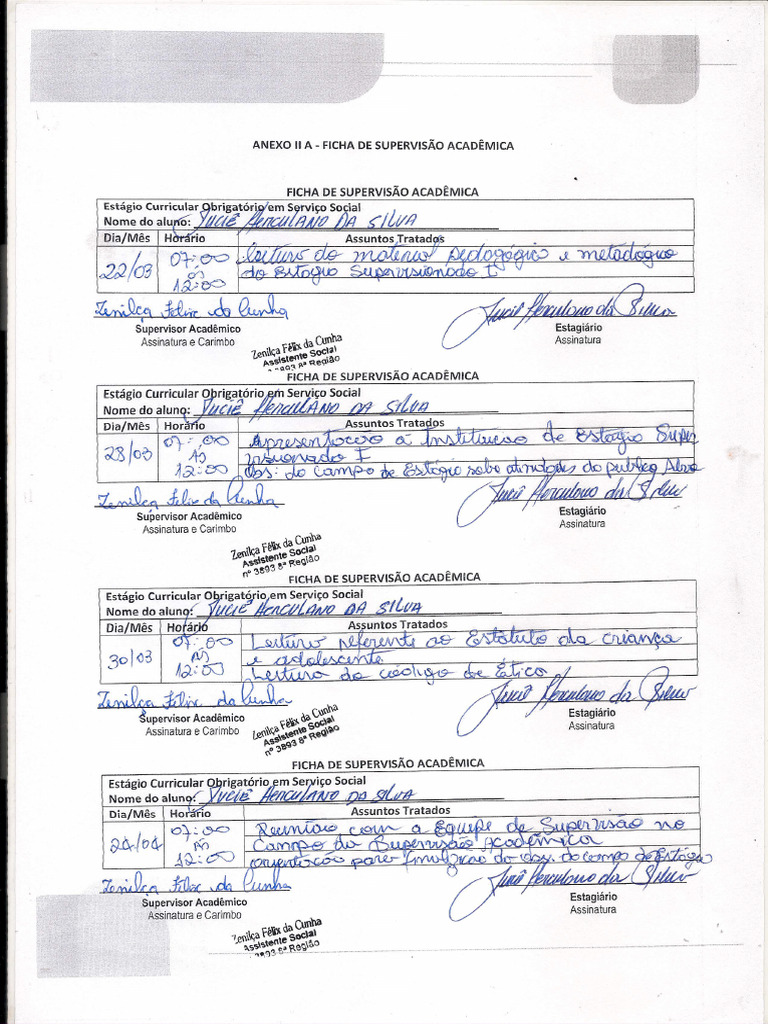 Anexo II a - Ficha de Spervisão Acadêmica | PDF