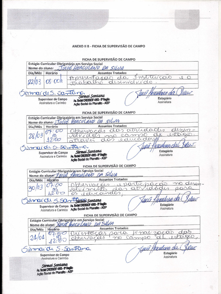 Anexo Ii B Ficha de Supervisão de Campo | PDF