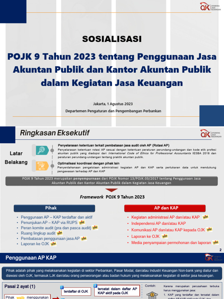 Bahan Tayang Sosialisasi POJK AP KAP | PDF