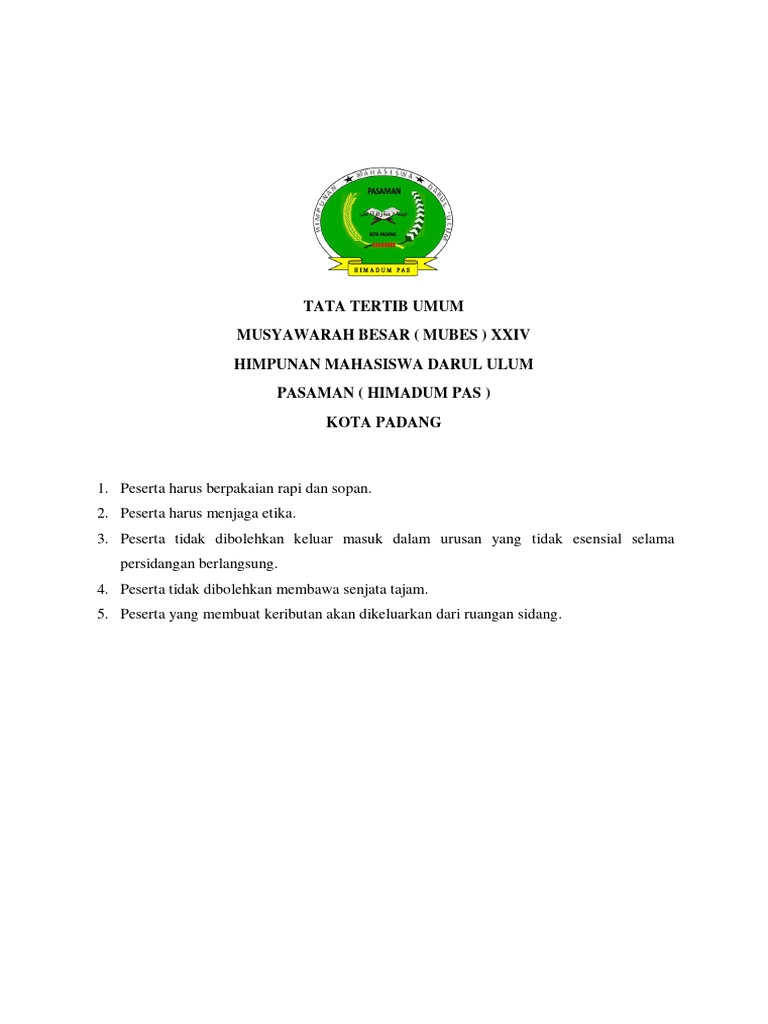 draft tata tertib MUBES | PDF