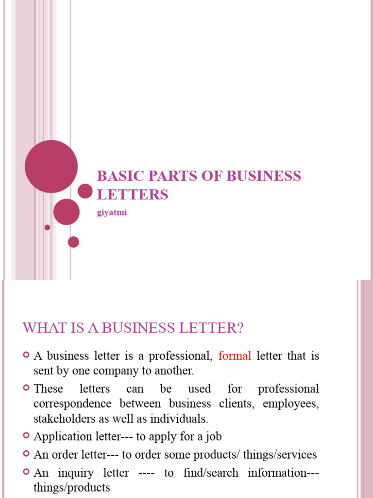 Basic Parts of Business Letters | PDF | Paragraph | Writing