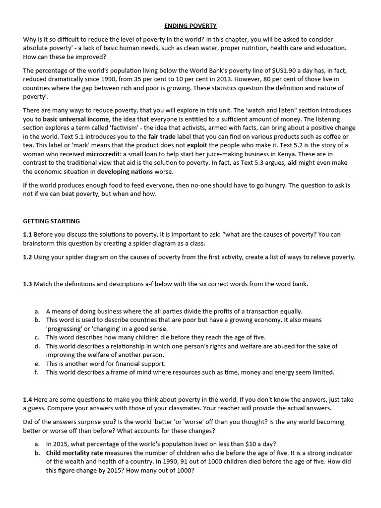 Ending Poverty | PDF | Poverty | Poverty & Homelessness