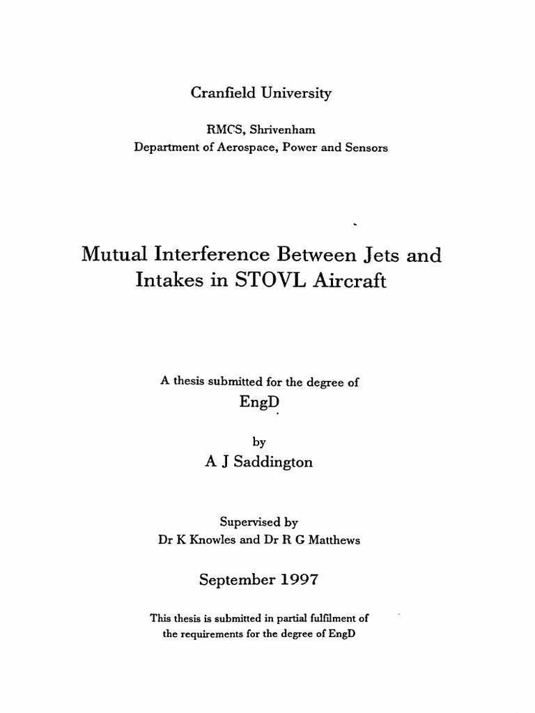 Mutula Interference Between Jets and Intakes in STOVL Aircraft | PDF ...