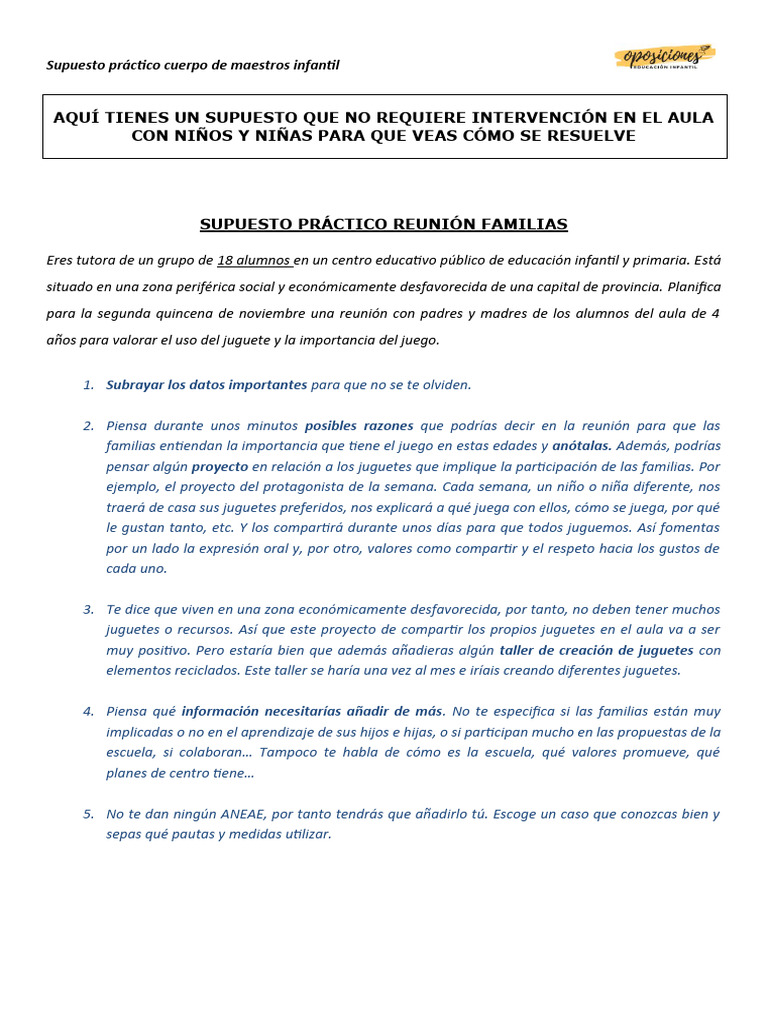 SUPUESTO PRÁCTICO FAMILIAS RESUELTO | PDF | Juguetes | Educación de la ...