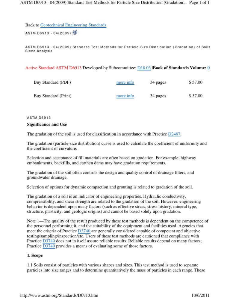 Particle Size Distribution (Gradation) of Soils Sieve Analysis: ASTM ...