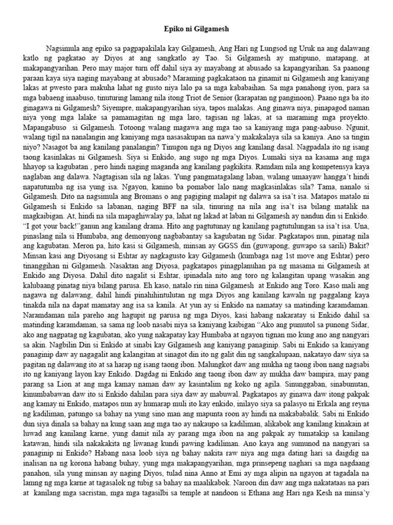 Epiko Ni Gilgamesh BUOD | PDF