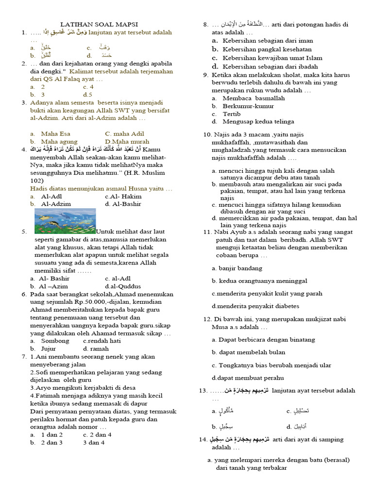 Latihan Soal Mapsi Dari Kisi2 | PDF