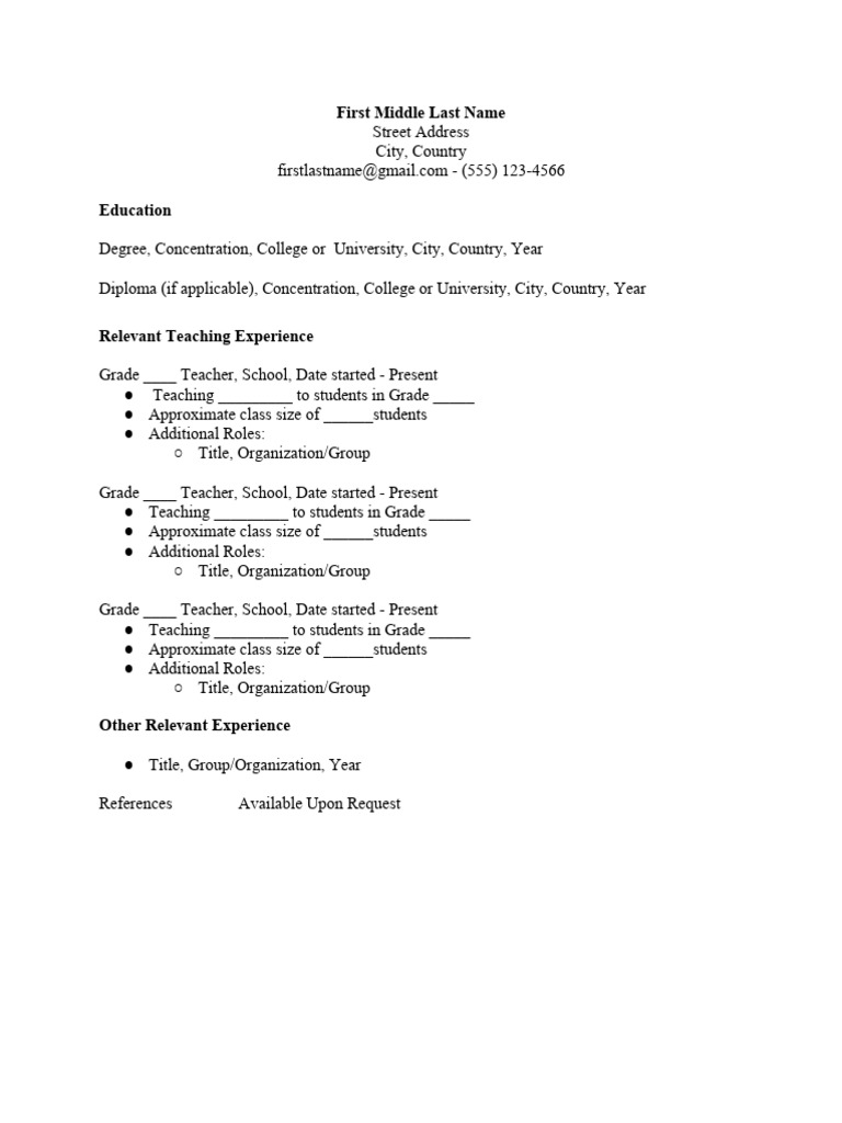 Global Teaching Partners - Resume Template | PDF