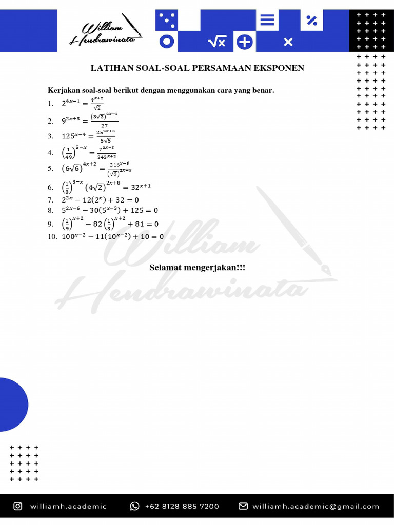 Latihan Soal-Soal Persamaan Eksponen | PDF