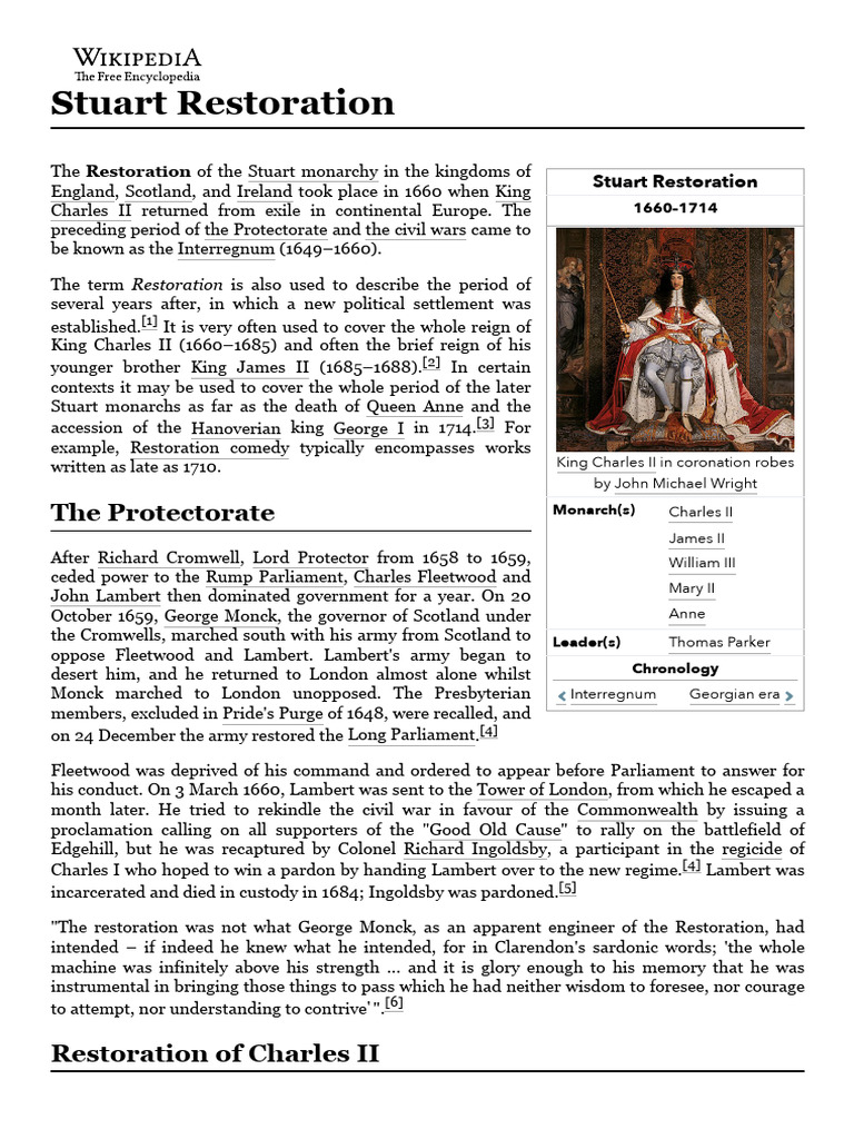 Stuart Restoration Overview | PDF