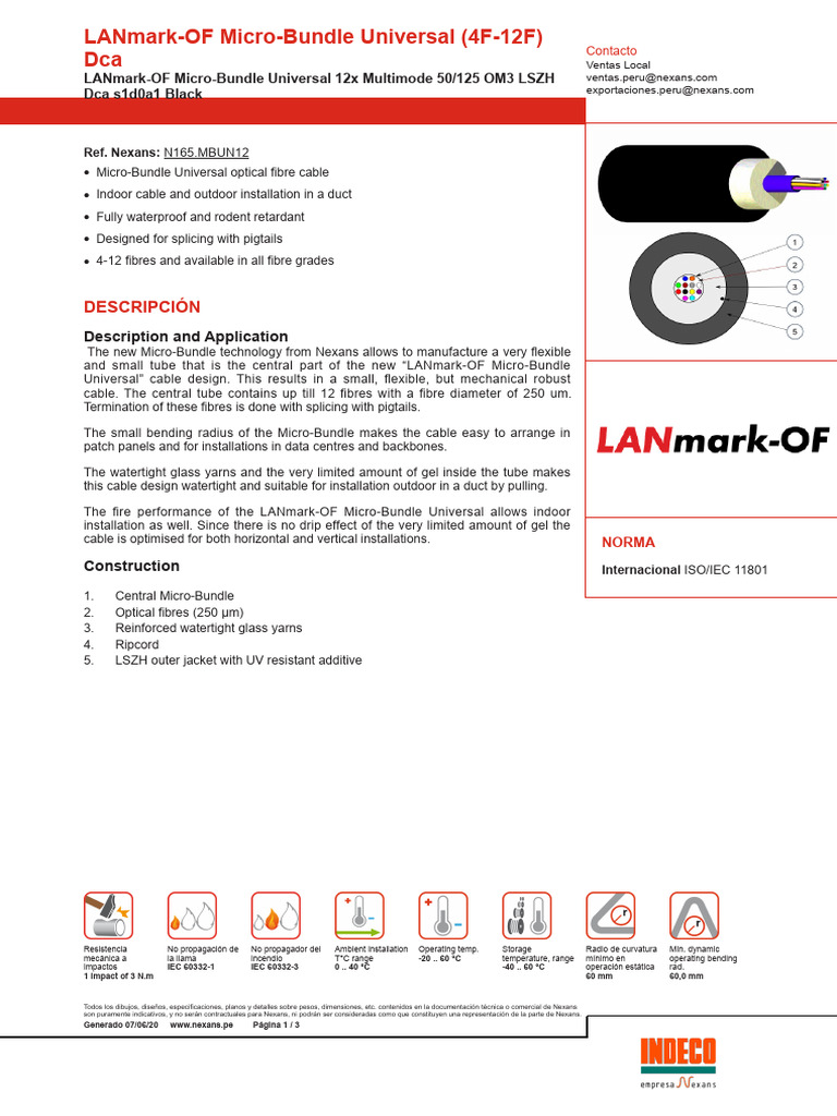 LANmark OF Micro Bundle Universal 12x Multimode 50 125 OM3 LSZH Dca S1d0a1 Black | PDF