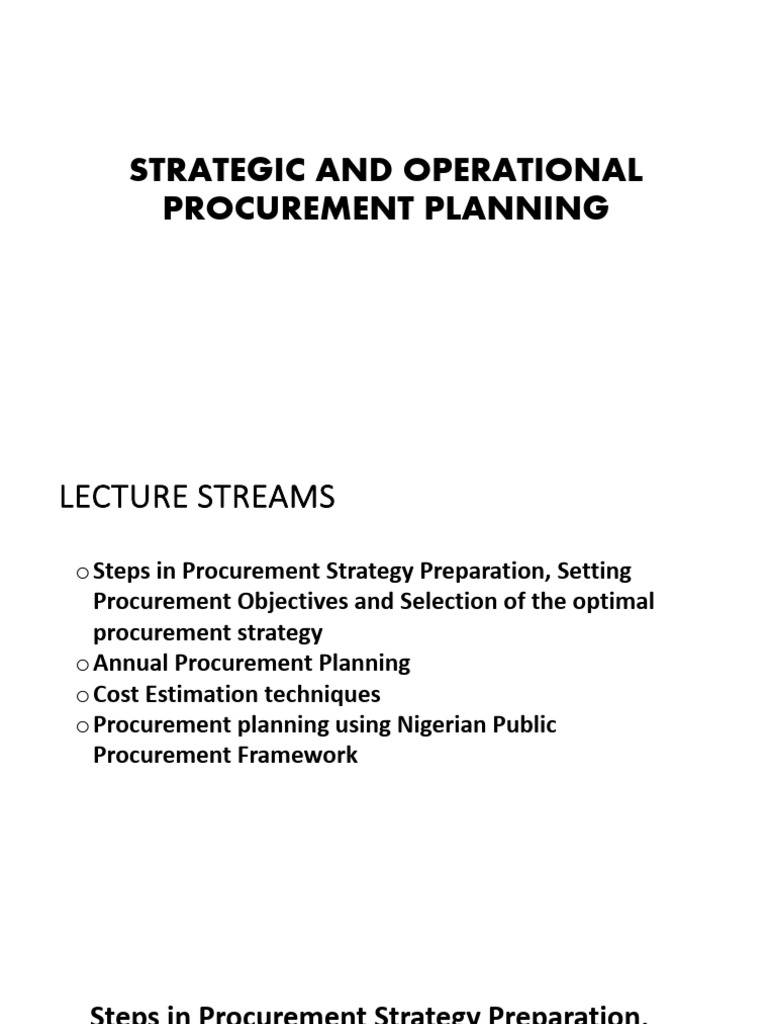 Session 4 - Strategic Operational Procurement Planning | PDF | Procurement | Strategic Management
