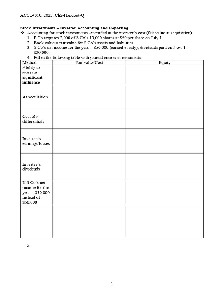 Acct 4010 Ch2-Handout-Q | PDF | Goodwill (Accounting) | Book Value