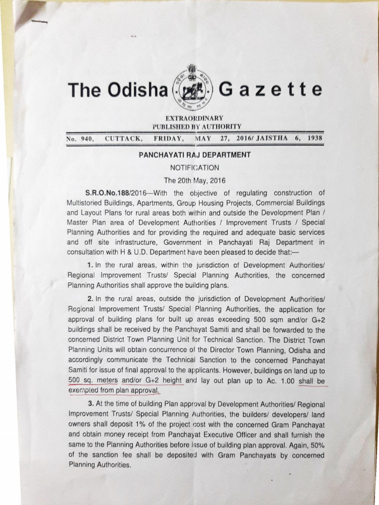 Odisha Gazette Panchayat Plan Approval | PDF
