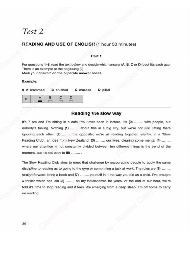 Test 2 - Book III-reading and Use of English and Writing | PDF