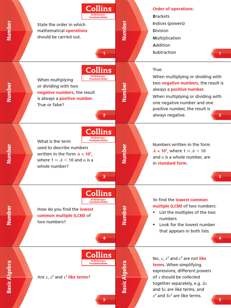 GCSE - Maths Foundation Flashcards | PDF