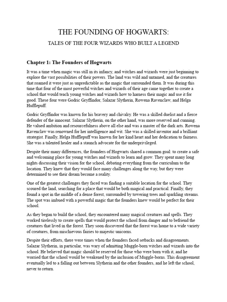 The Founding of Hogwarts | PDF | Harry Potter