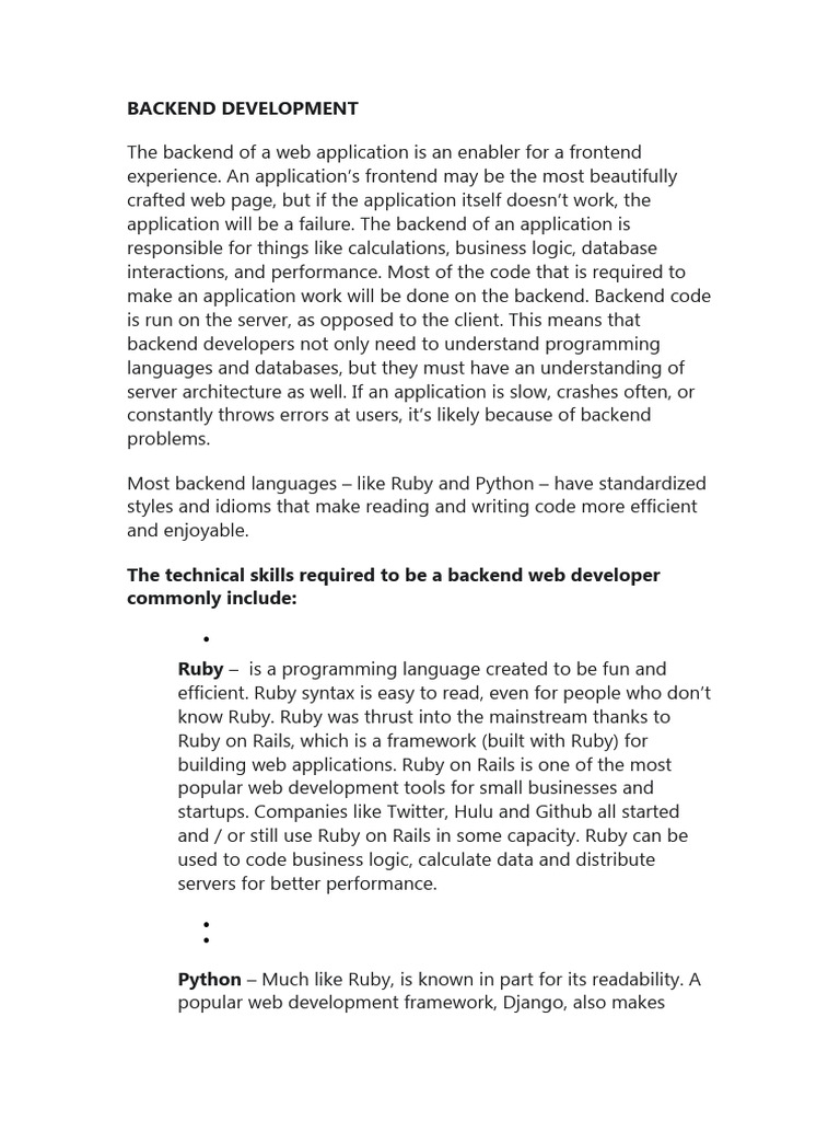 Backend Development | PDF