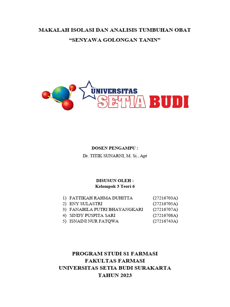 Analisis Senyawa Tanin dalam Tumbuhan Obat | PDF | Sains & Matematika