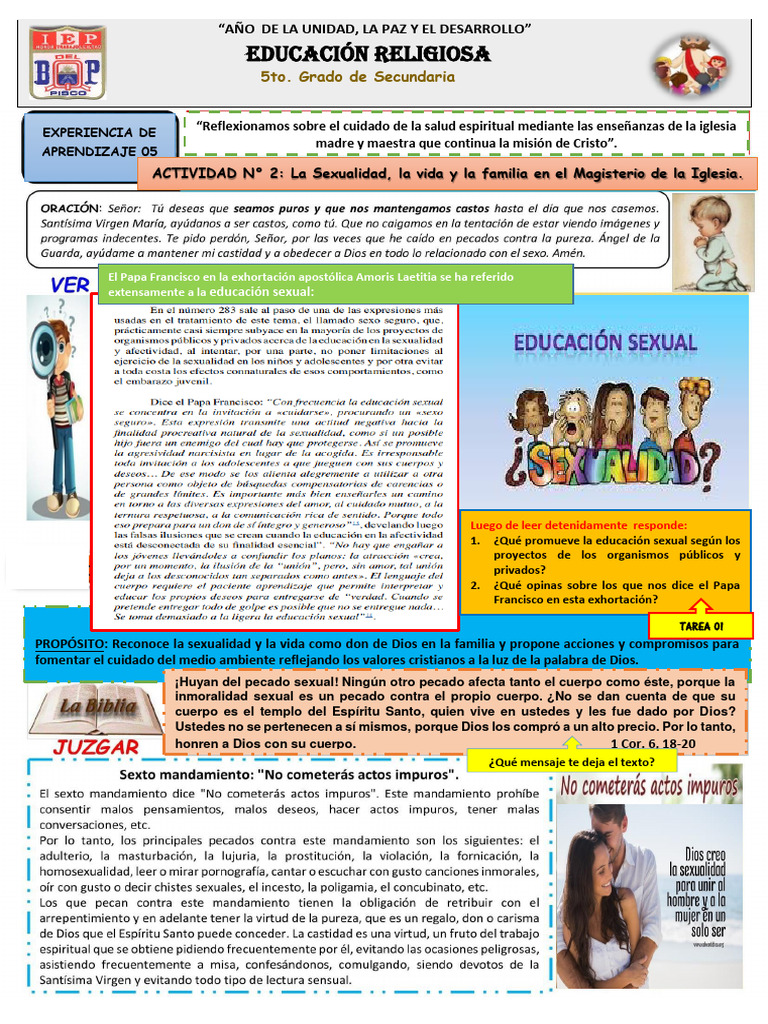 5° Actividad 02 La Sexualidad En El Plan De Dios | Pdf