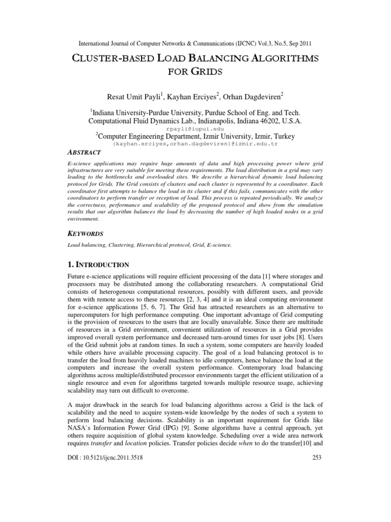 Cluster Based Load Balancing Algorithms For Grids Pdf Computer