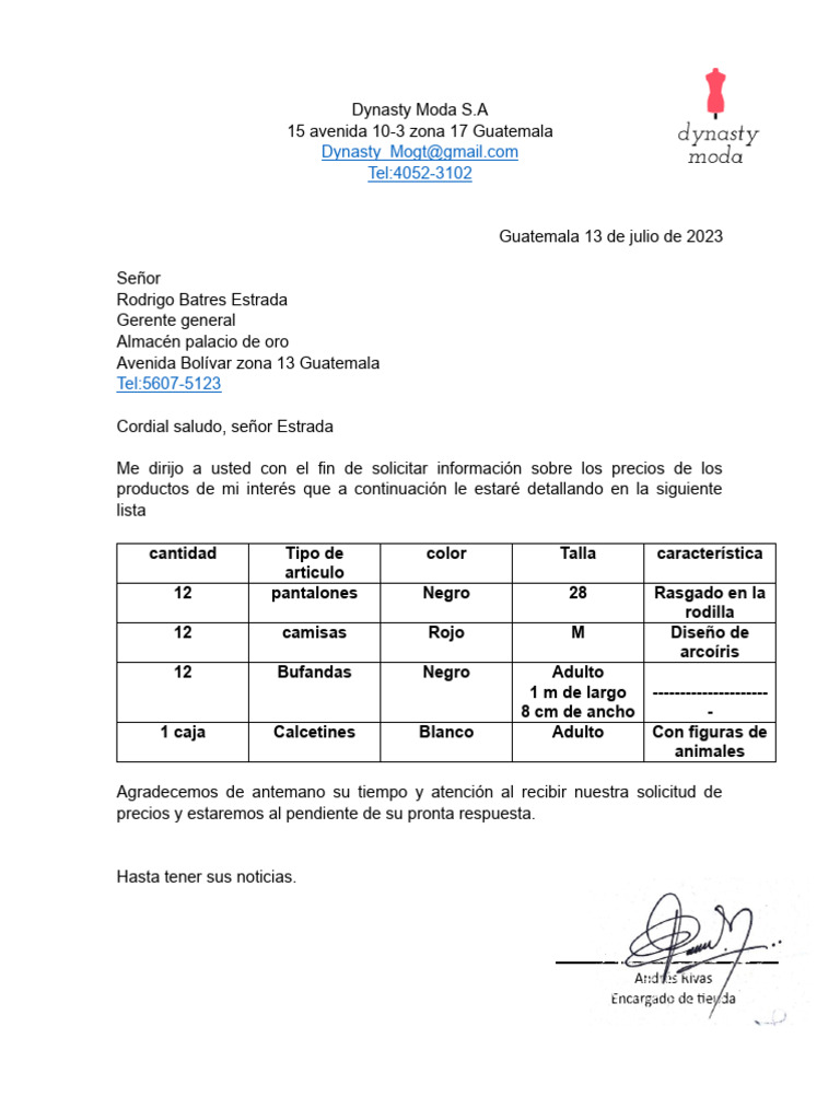 carta solocitud de precios | PDF | Guatemala