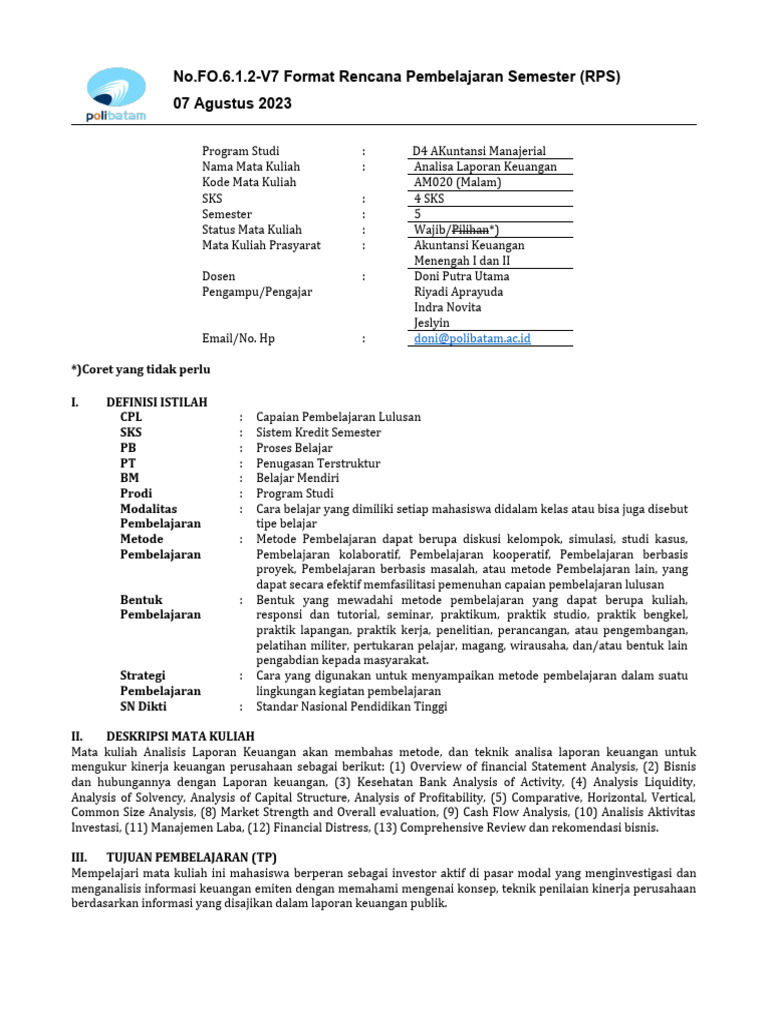 RPS ALK 2023 Ganjil Malam | PDF