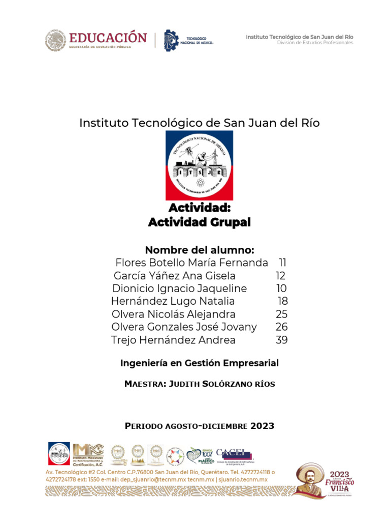 Portada Actividad Grupal | PDF