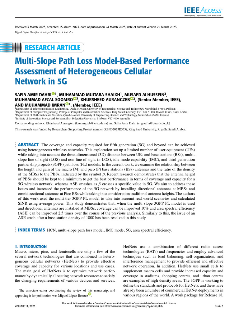 Multi-Slope Path Loss Model-Based Performance Assessment of Heterogeneous Cellular Network in 5G ...