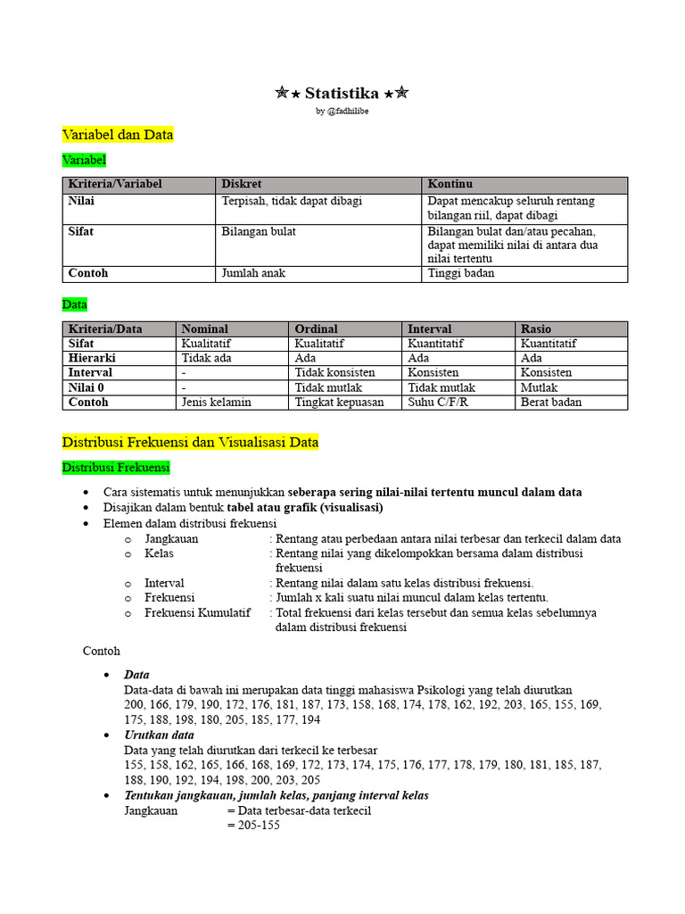 Catatan Statistika | PDF | Metode & Bahan Ajar