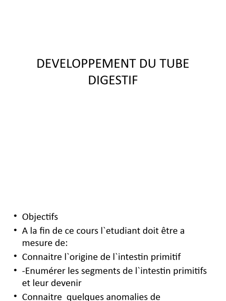 Developpement Du Tube Digestif | PDF | Anatomie | Gastroentérologie