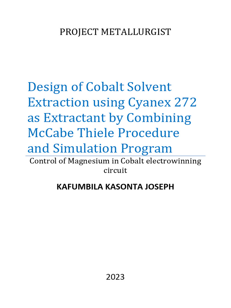 Design Of Cobalt Solvent Extraction Using Cyanex 272 As Extractant By