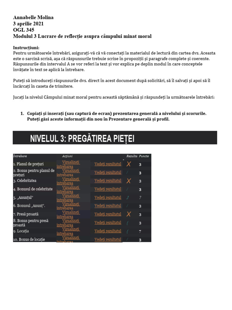 Modulul 3 - Moral Minefield Reflection Paper | PDF