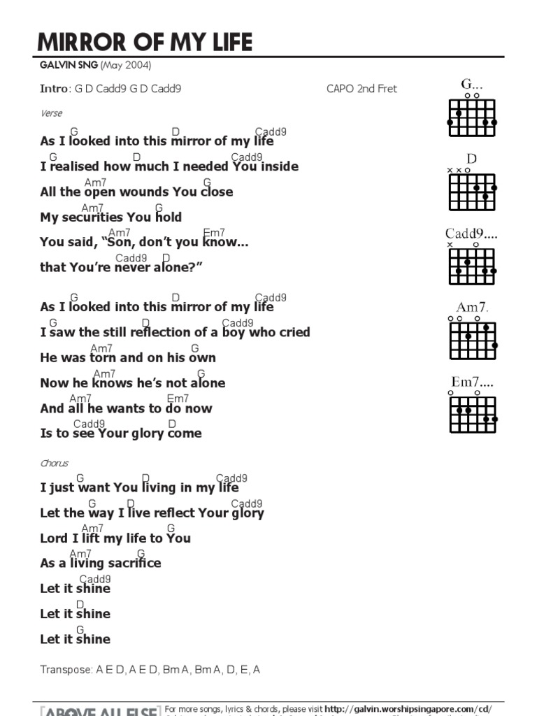 Mirror of My Life: Worship Song Lyrics | PDF