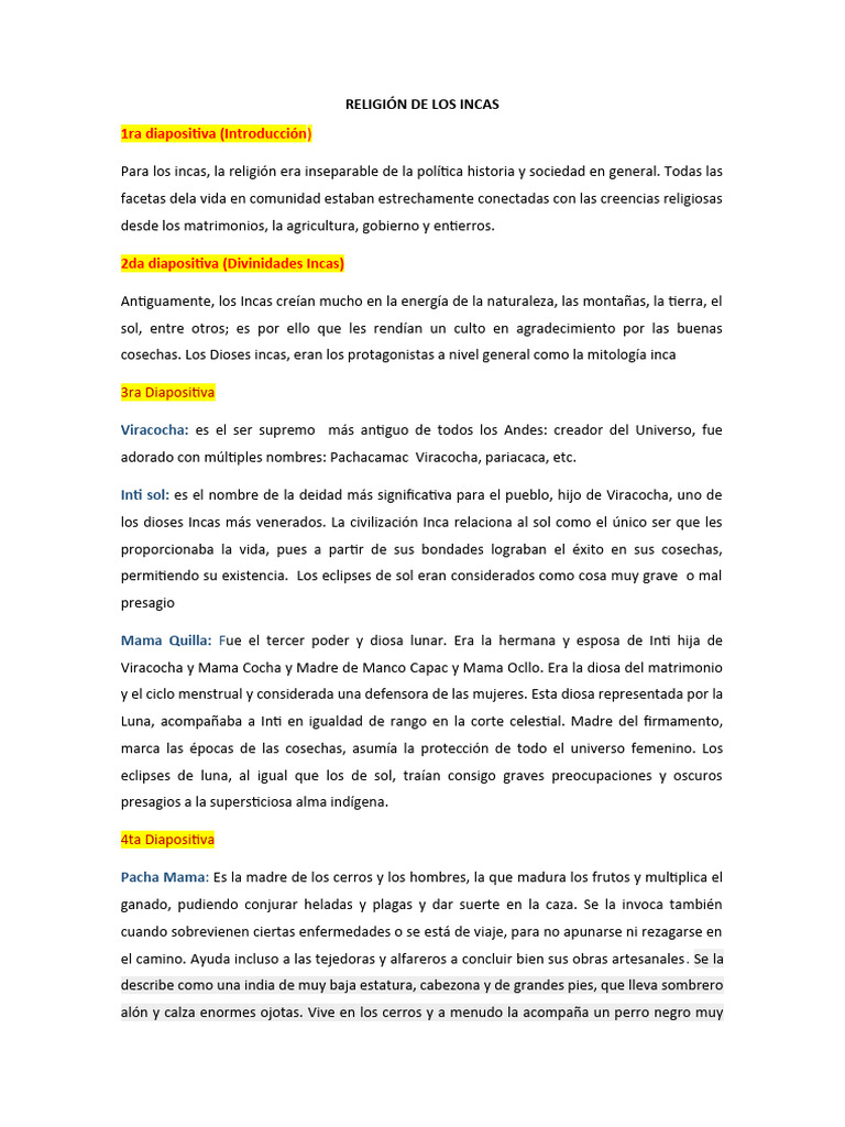 Religión de Los Incas | Descargar gratis PDF | Imperio Inca