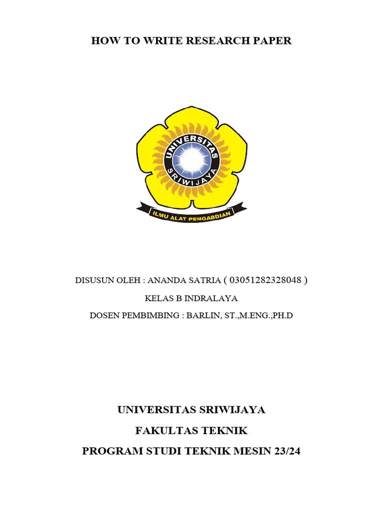 How To Write Research Paper Ananda Satria Tm23 Idl B Pdf Career