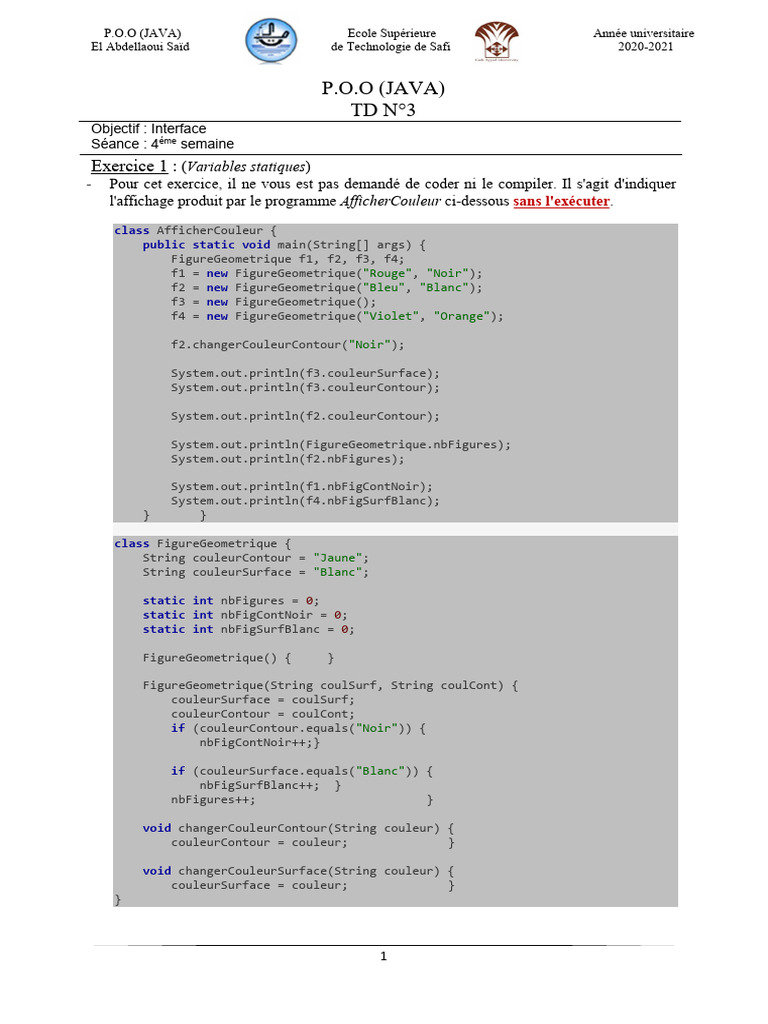 P.O.O en Java : Gestion des Employés | PDF | Java (Langage de programmation) | Ingénierie ...