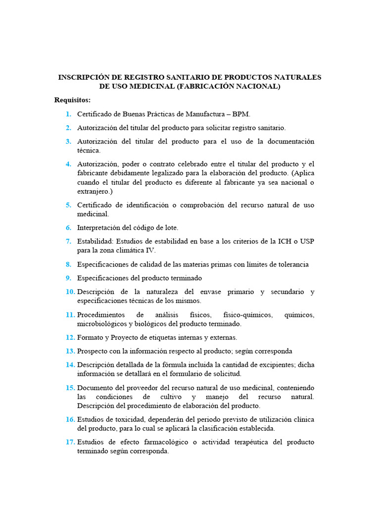 Registro Sanitario de Productos Naturales | PDF