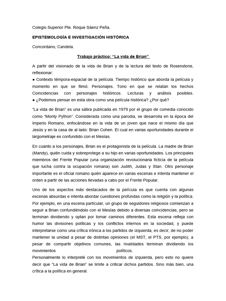 Historia y Cine - ANALISIS LA VIDA DE BRIAN | PDF