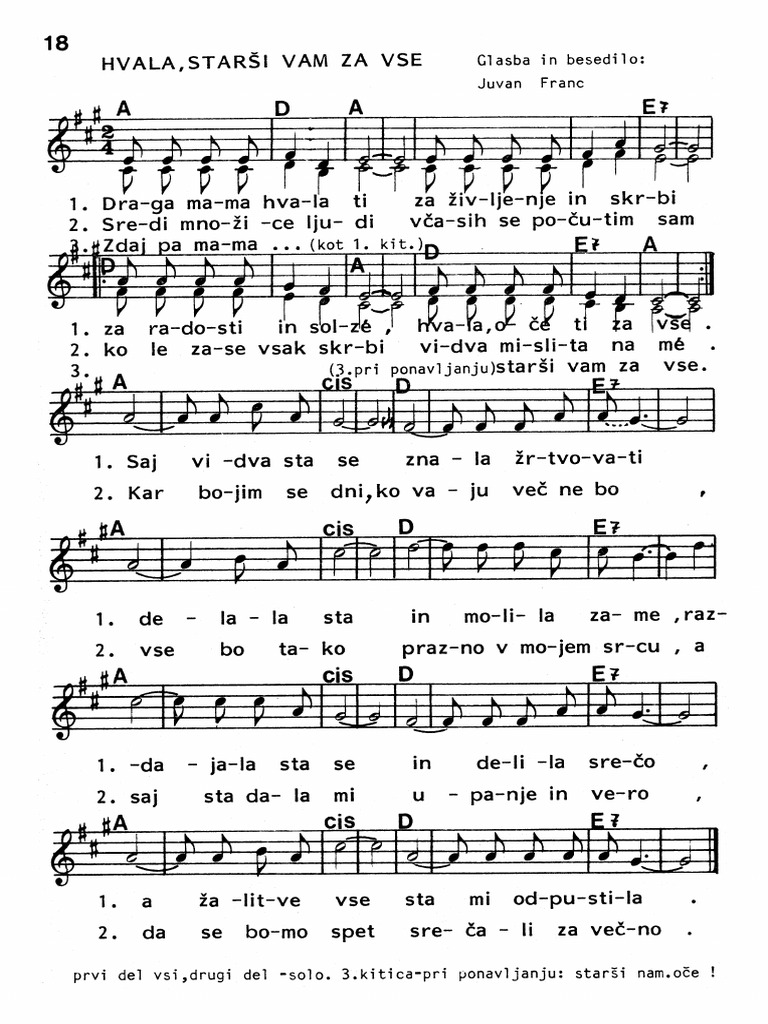 Hvala Starši Vam Za Vse - Franc Juvan (Opz MPZ Acappella Umetna SLV ...