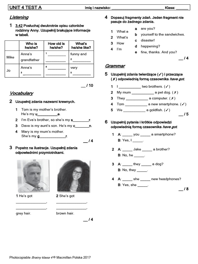 Brainy Kl4 Unit Test 4 A | PDF