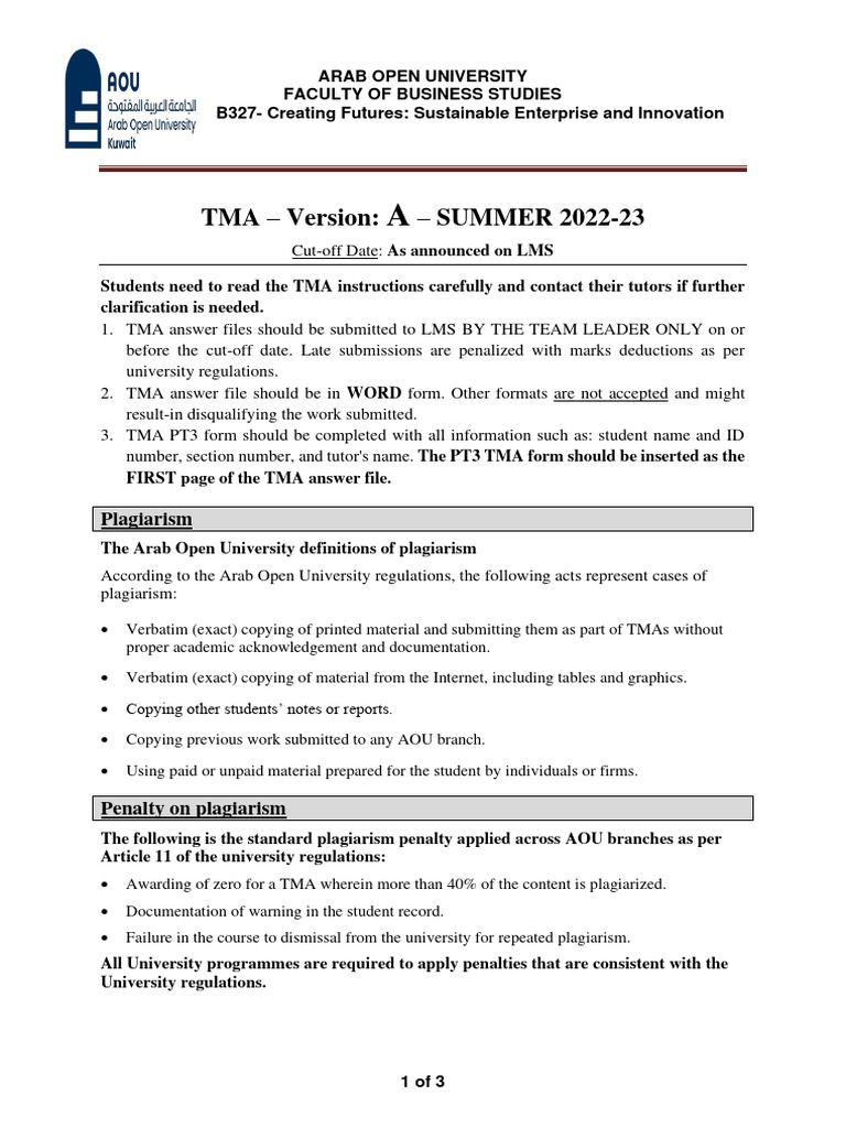 TMA Guidelines for Sustainable Enterprise | PDF | Plagiarism | Understanding