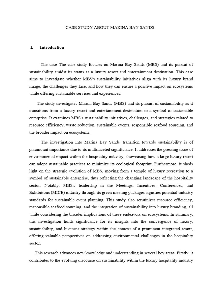 Marina Bay Sands: A Sustainable Case Study | PDF | Business | Finance ...