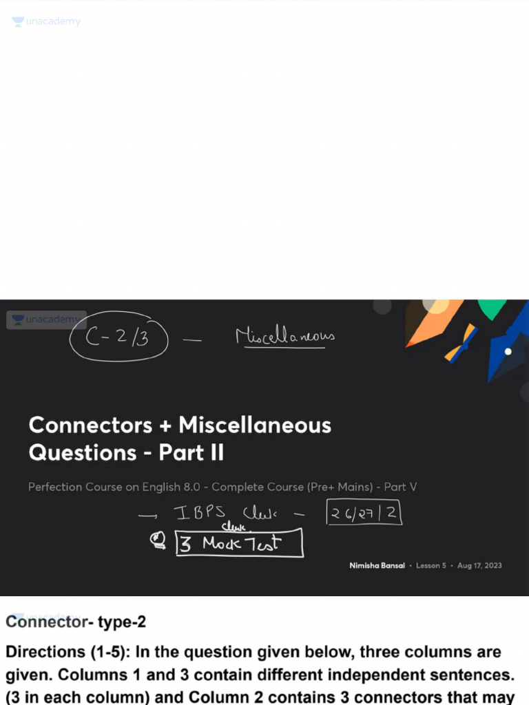 Connectors Miscellaneous Questions Part II With Anno | PDF