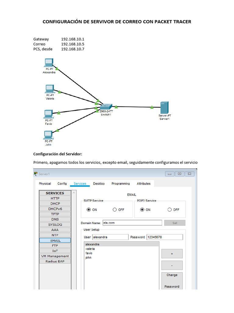 Configuracion de Servidor de Correo Con Packet Tracer | PDF